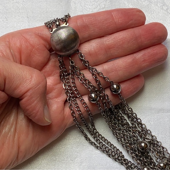 Vintage | Jewelry | Vintage Multistrand Layered Gun Metal Chain And ...